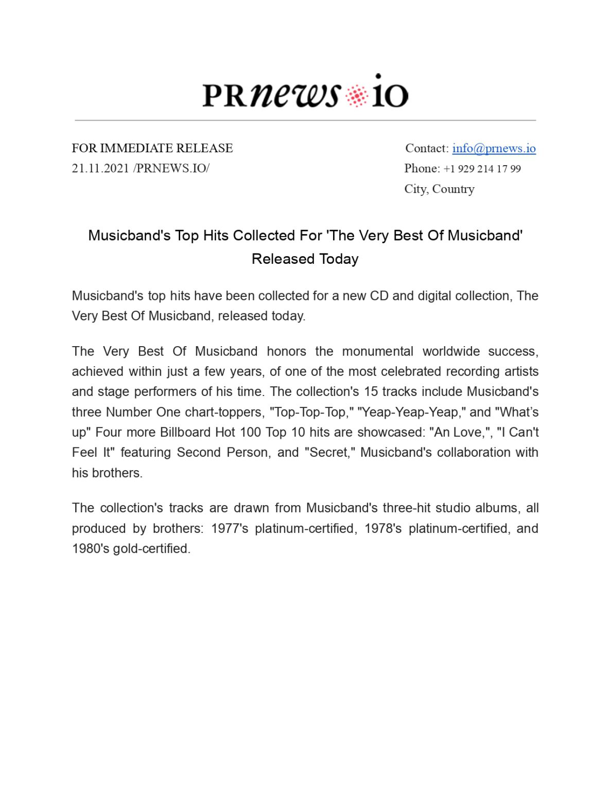 How to Write Press Release for Music: Press Release Example [Free ...