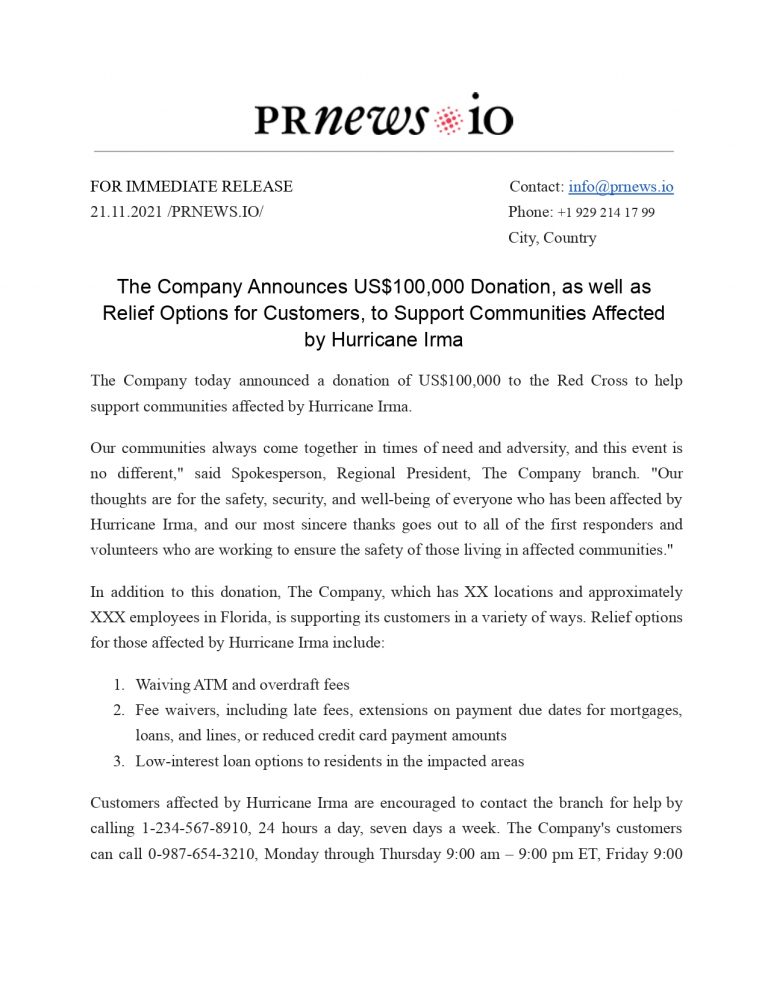Donation press release example [+ free template]